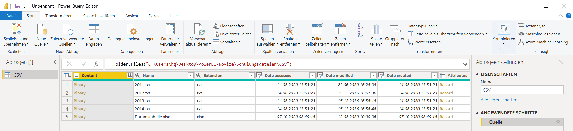 Dateien aus Dateiordner einlesen